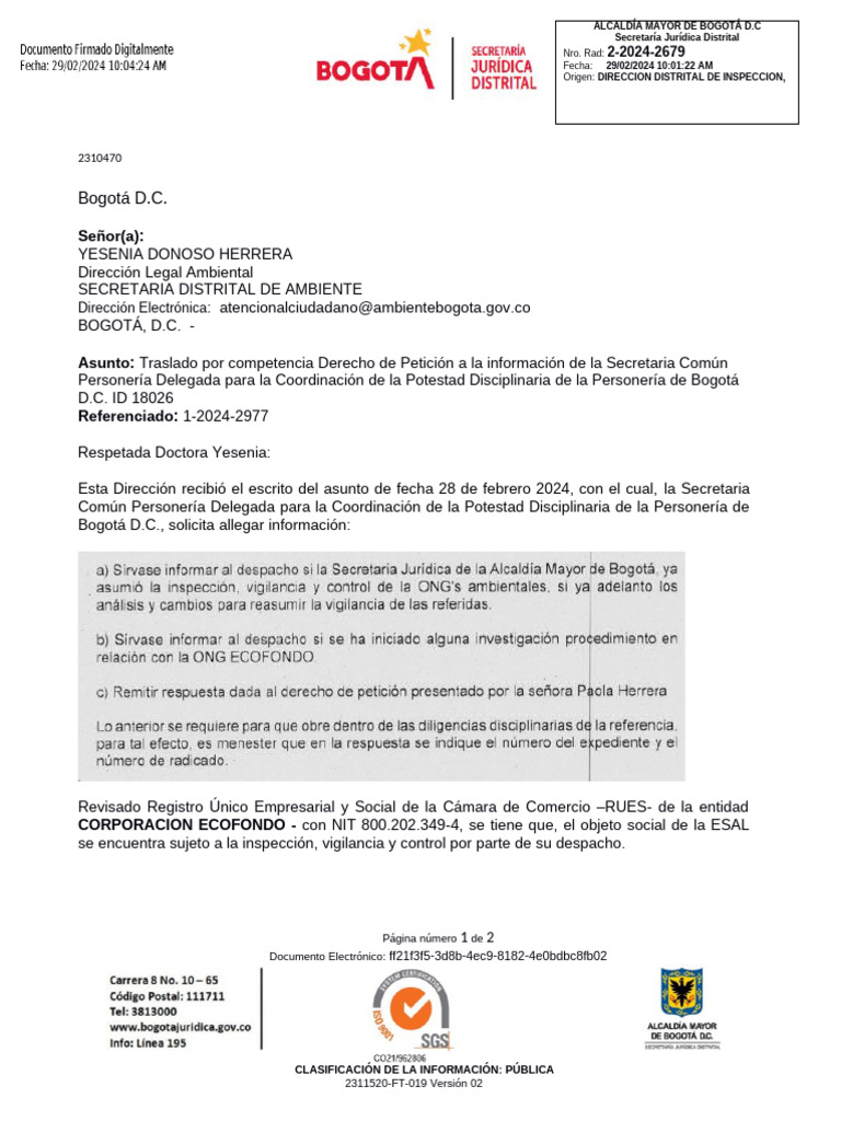 Anx 2024 2381 - 2 | PDF | Bogotá | Gobierno