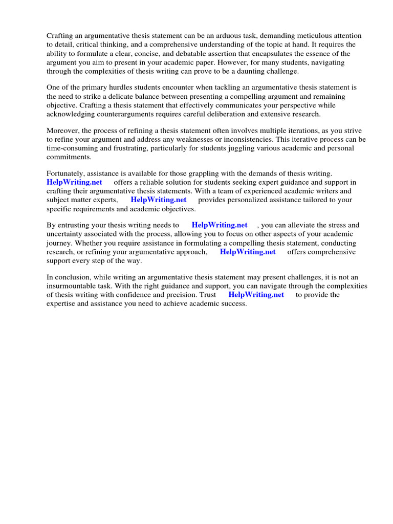 Guide to Writing Argumentative Thesis Statements | PDF | Essays | Thesis