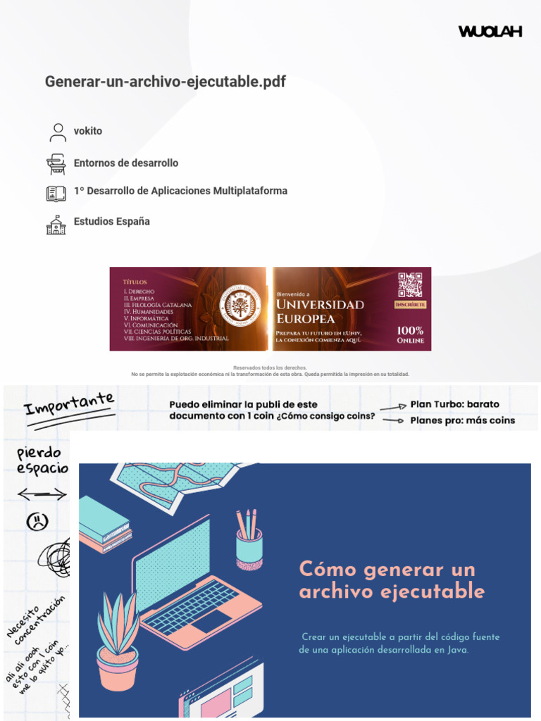 Wuolah Free Generar Un Archivo Ejecutable | PDF | Java (lenguaje de programación) | máquina ...