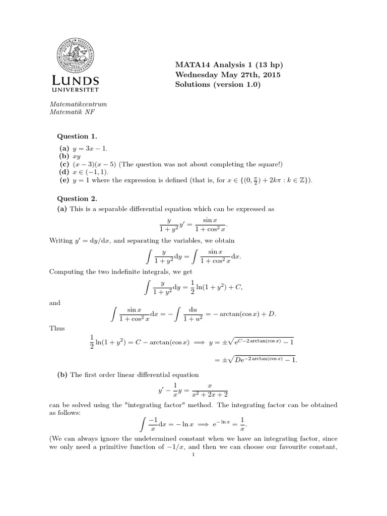2015-05-27_soln-eng | PDF | Elementary Mathematics | Functions And Mappings