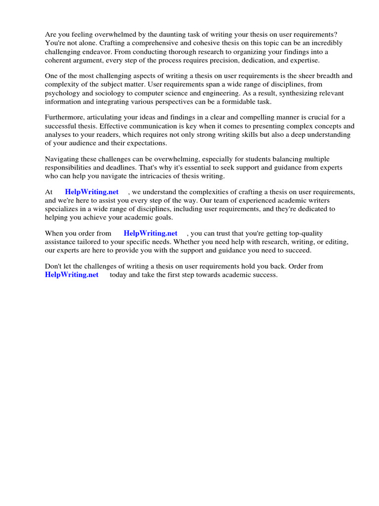 Thesis Writing on User Requirements Guide | PDF