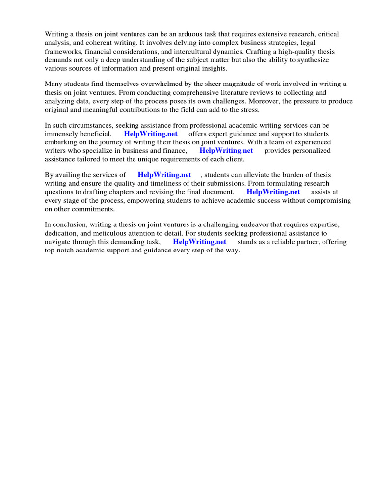 Thesis on Joint Ventures | PDF | Joint Venture | Economic Growth