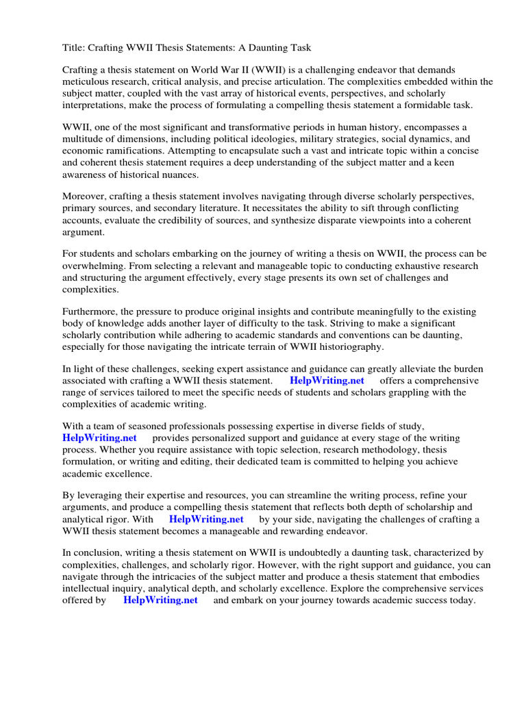 Wwii Thesis Statements | PDF | Essays | Thesis