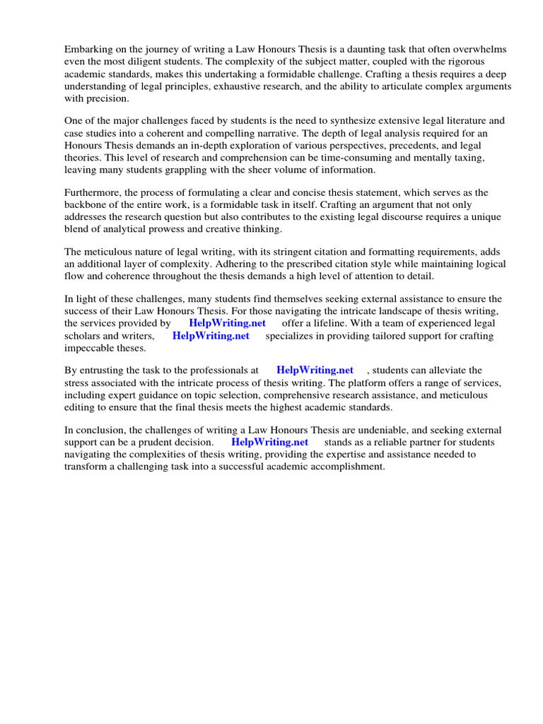 Writing A Law Honours Thesis | PDF | Thesis | Occupational Burnout