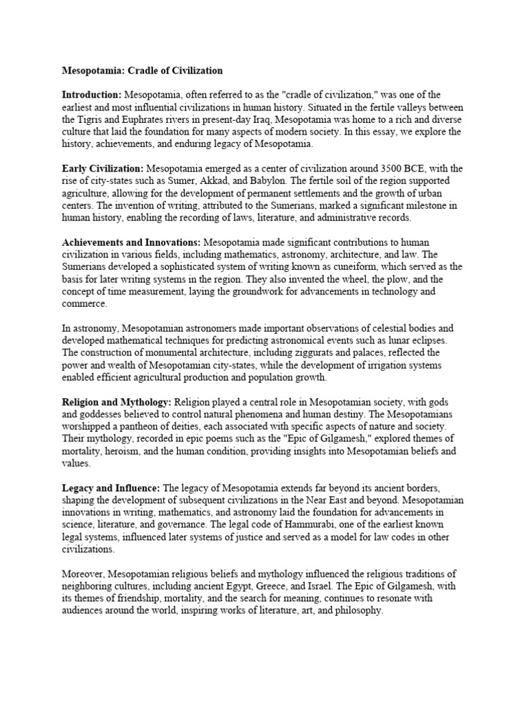 Cradle of Civilization | PDF