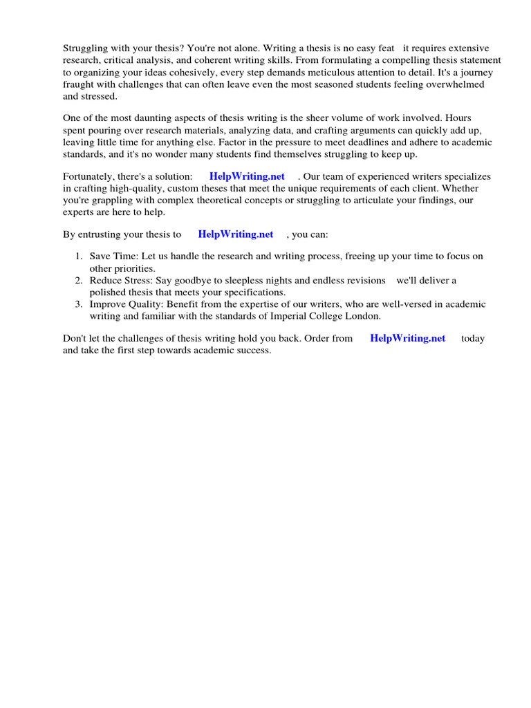 Imperial College London Thesis Repository | PDF | Thesis | Doctor Of ...