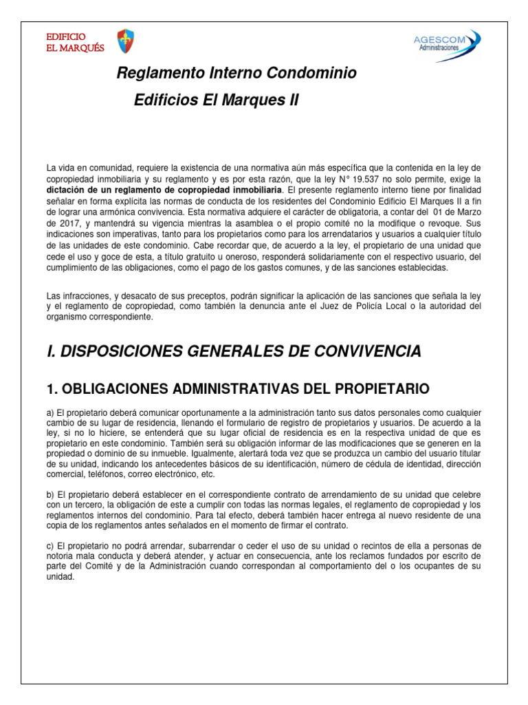 EM2 Reglamento Interno | PDF | Condominio