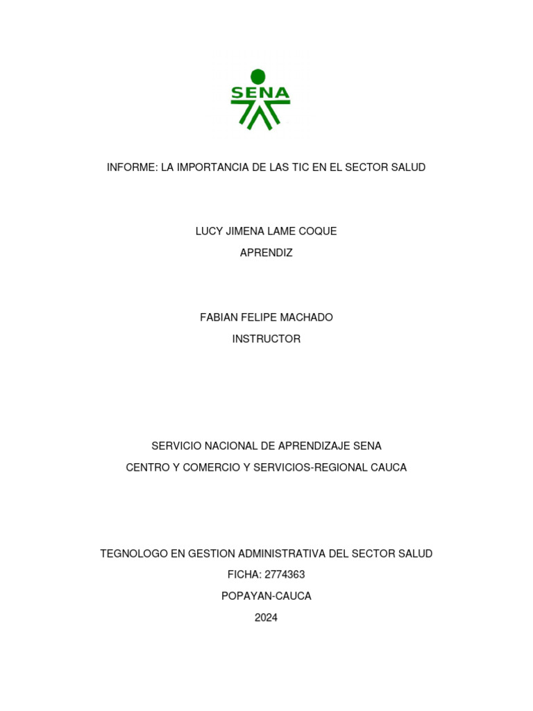 Informe Tics en Salud | Descargar gratis PDF | Tecnología de información y comunicaciones ...