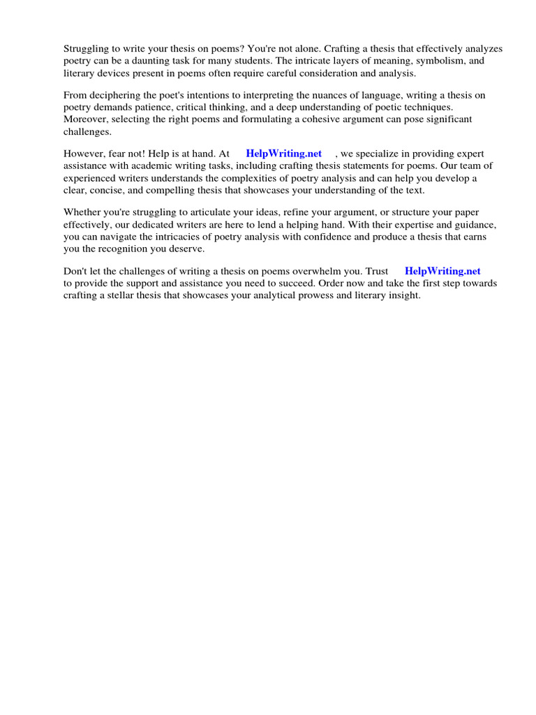Thesis Examples for Poems | PDF | Poetry | Essays