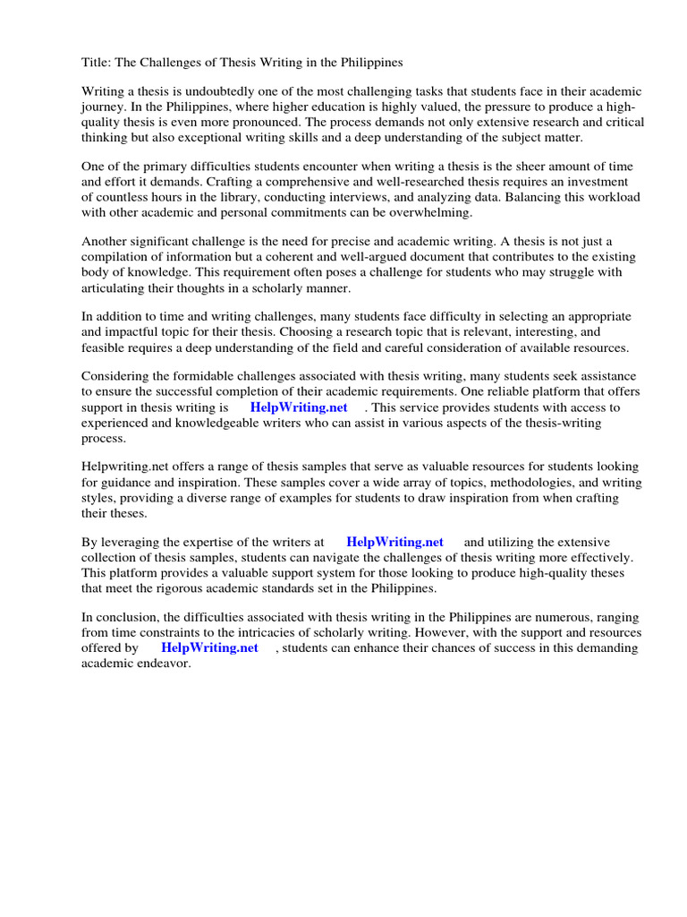 Samples of Thesis in The Philippines | PDF | Thesis