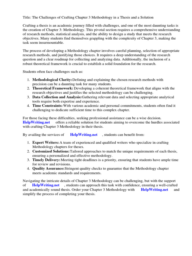 Chapter 3 Methodology Thesis Sample | PDF | Methodology | Data