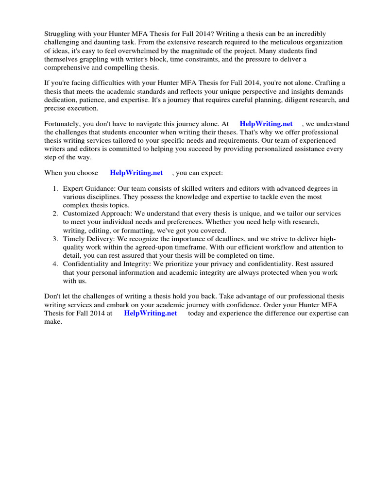 Hunter Mfa Thesis Fall 2014 | PDF