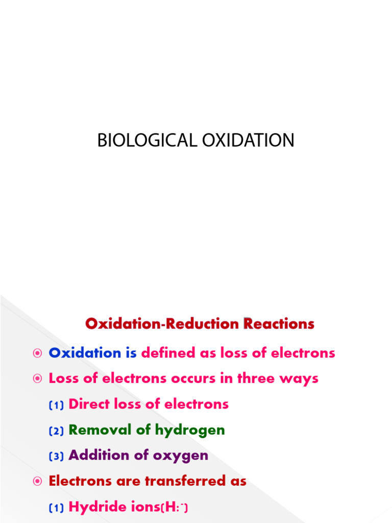 BIOLOGICAL OXIDATION | PDF | Electron Transport Chain | Mitochondrion