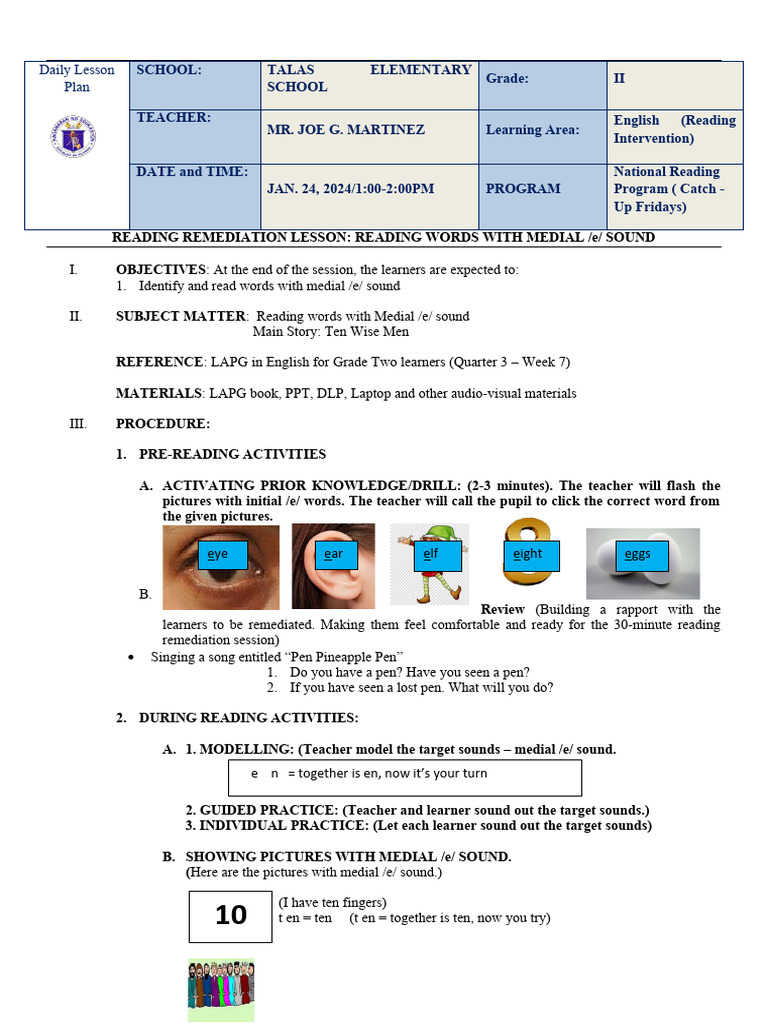 Reading Remediation Lesson Final | PDF | Teachers | Learning