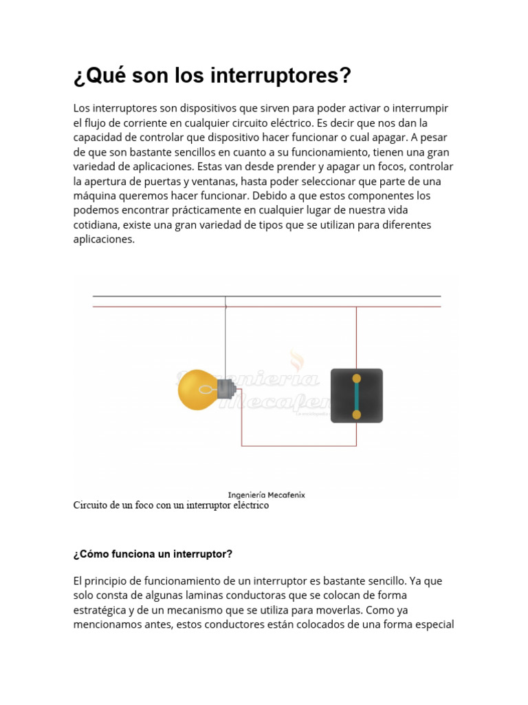 Qué Son Los Interruptores | PDF | Electrónica | Electricidad