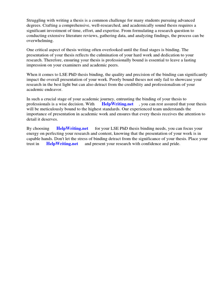 Lse PHD Thesis Binding | PDF | Thesis | Bookbinding