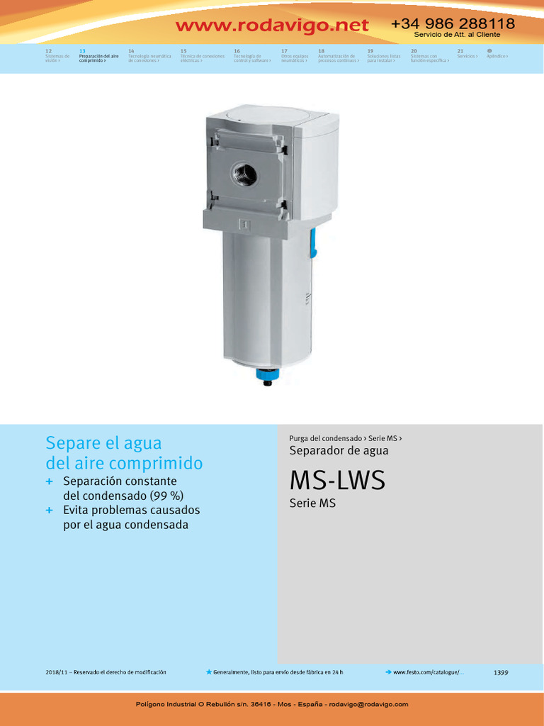 12 Separadores de agua | PDF | Solenoide | Neumática
