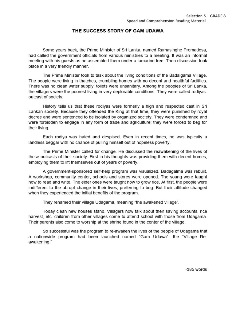 6the Success Story of Gam Udawa | PDF