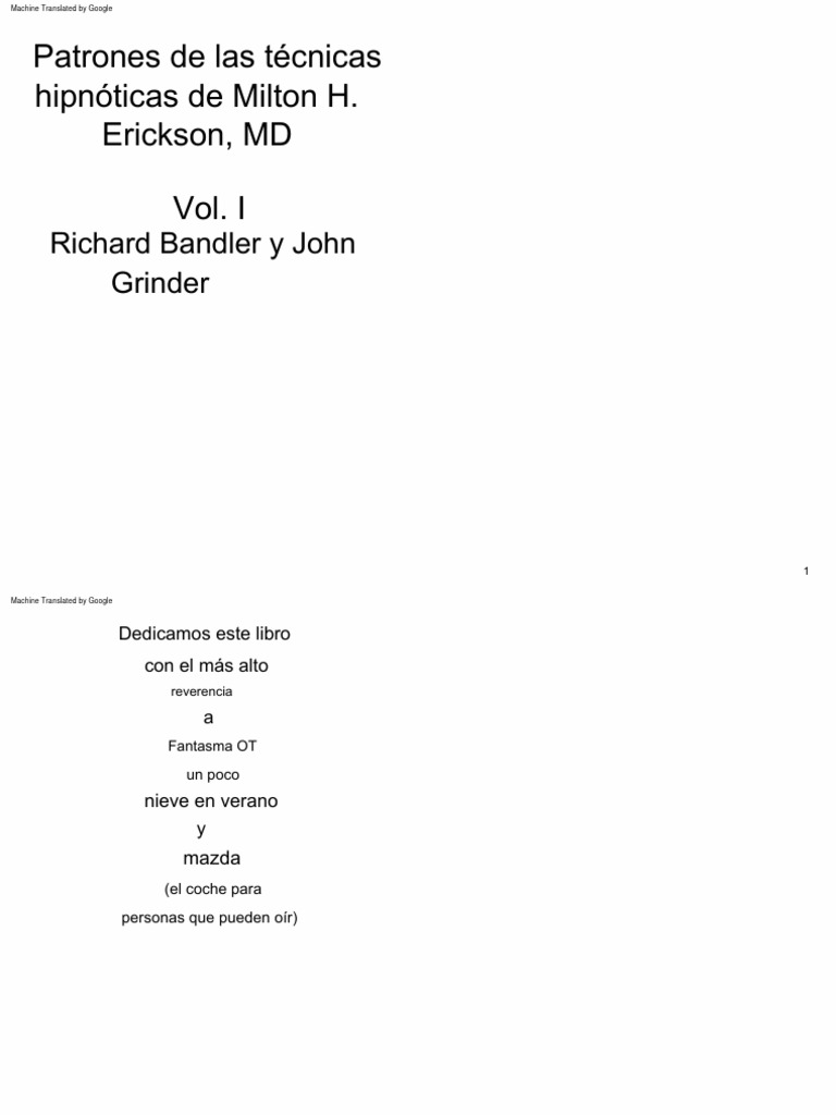 Richard Bandler and John Grinder - Patrones de Las Técnicas Hipnóticas de Milton Erickson | PDF ...