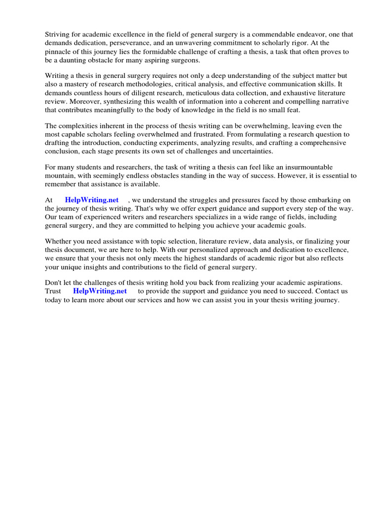 Thesis General Surgery | PDF