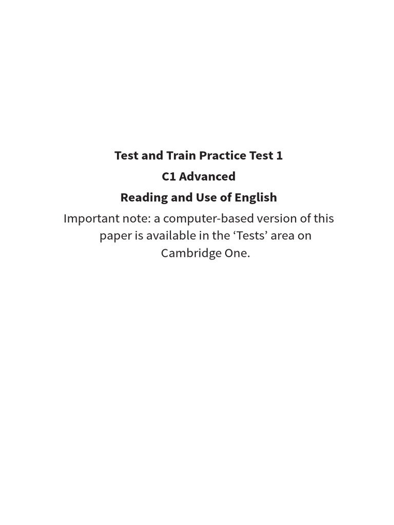 Test and Train Practice Test C1 Advanced Reading and Use of English ...