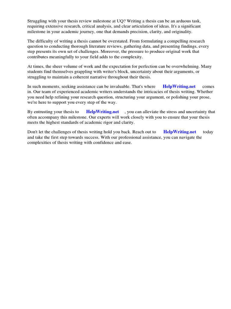 Thesis Review Milestone Uq | PDF | Thesis | Doctor Of Philosophy