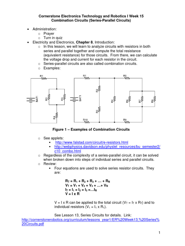 ER Week15, Combination Circuits | PDF | Electrical Network | Series And ...