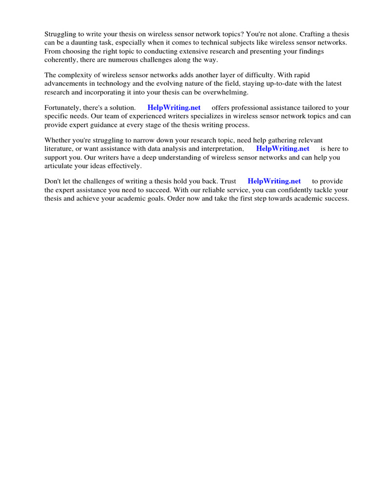 Wireless Sensor Network Thesis Topics | PDF