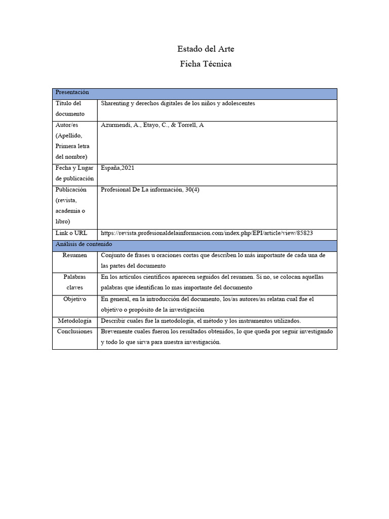 TP Nº2 Ficha Estado de Arte | PDF | Metodología