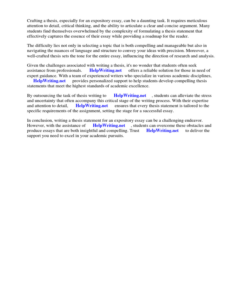Example of An Expository Essay Thesis Statement | PDF | Essays | Thesis