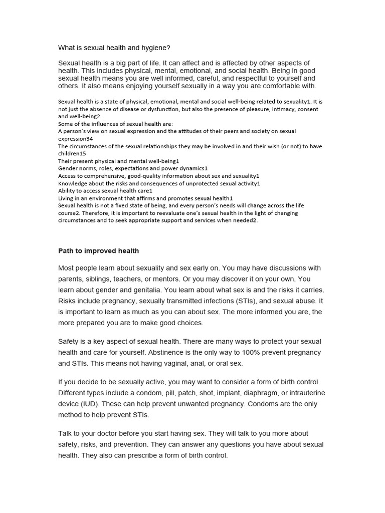 Understanding Sexual Health and Hygiene | PDF | Human Sexual Activity ...