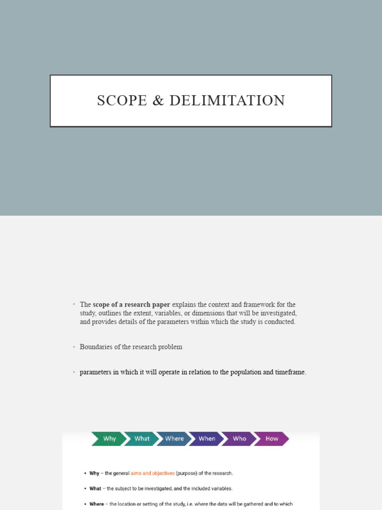 Scope & Delimitation | PDF | Validity (Statistics) | Scope (Computer ... Scope & Delimitation | PDF | Validity (Statistics) | Scope (Computer ...