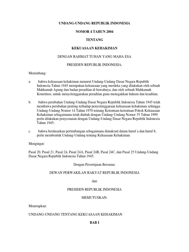 Uu No 4 Tahun 2004 Ttg Kekuasaan Kehakiman Pdf