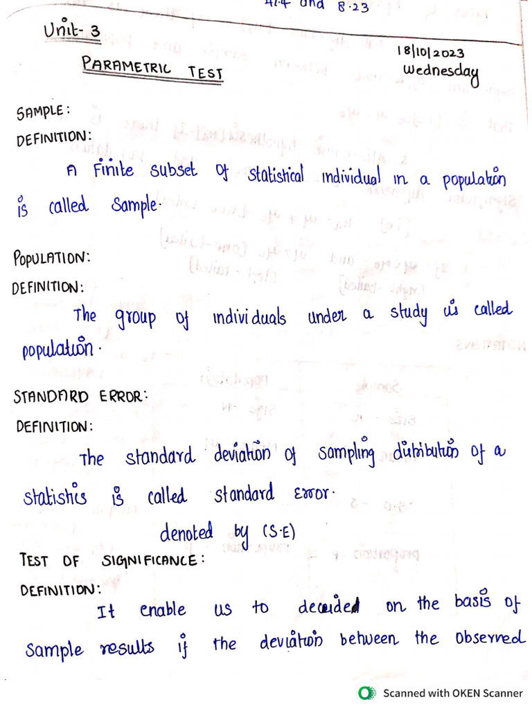 Unit 3 Parametric Test | PDF