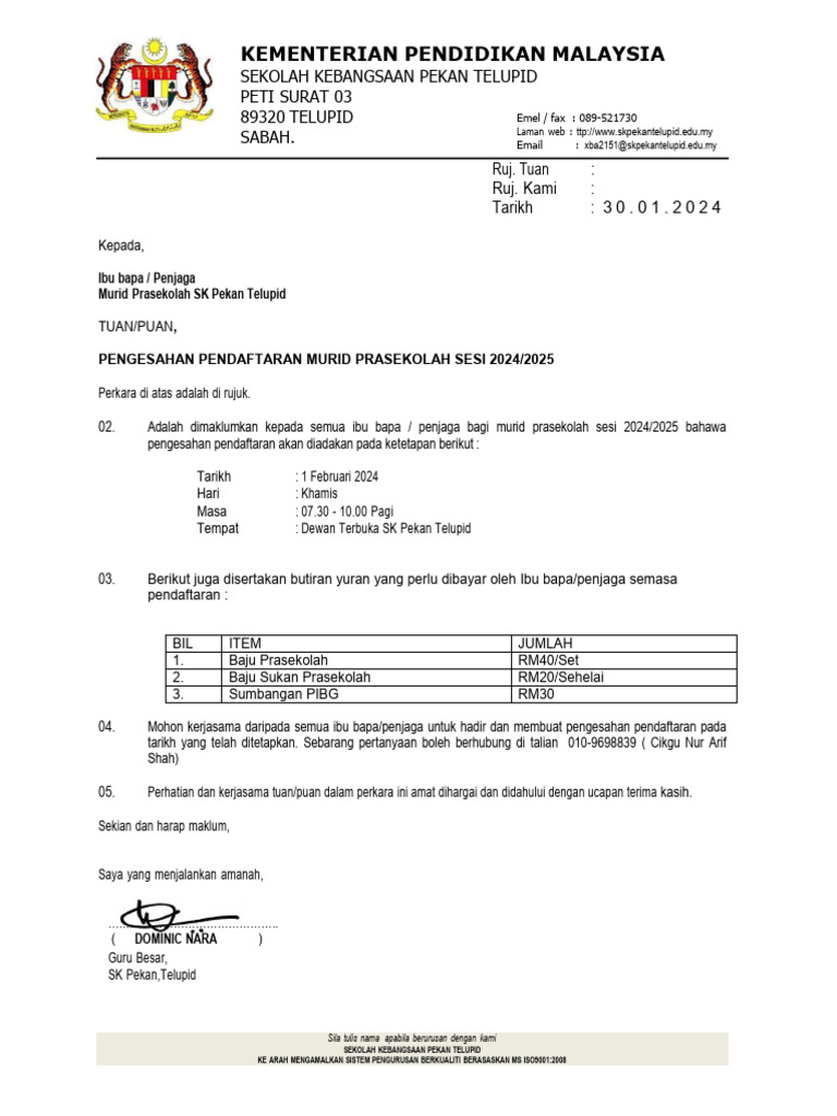 Surat Pendaftaran | PDF