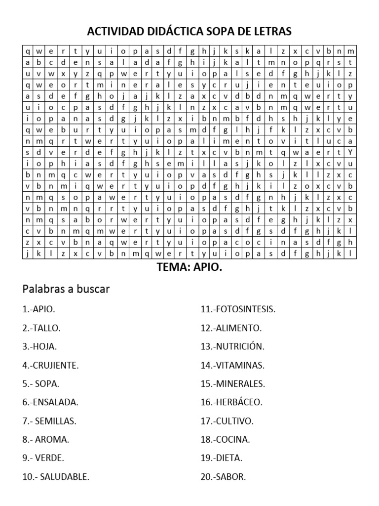 Actividad Didáctica Sopa de Letras | PDF