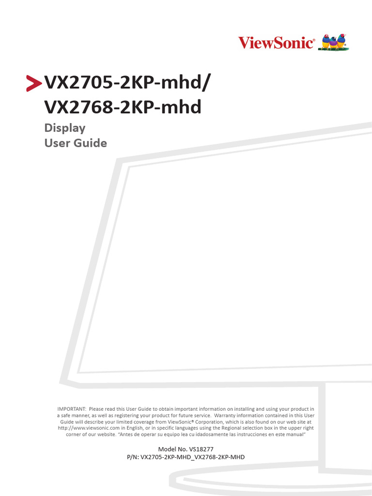VX2705 2KP MHD - VX2768 2KP MHD - UG - ENG | PDF | Computer Monitor | Hdmi