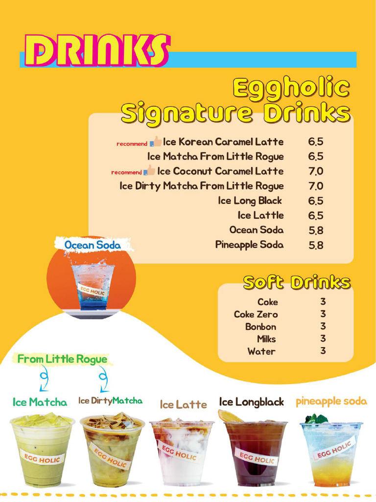 EGGHOLIC Menu Drinks | PDF