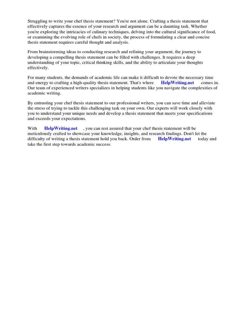 Chef Thesis Statement | PDF | Essays | Thesis