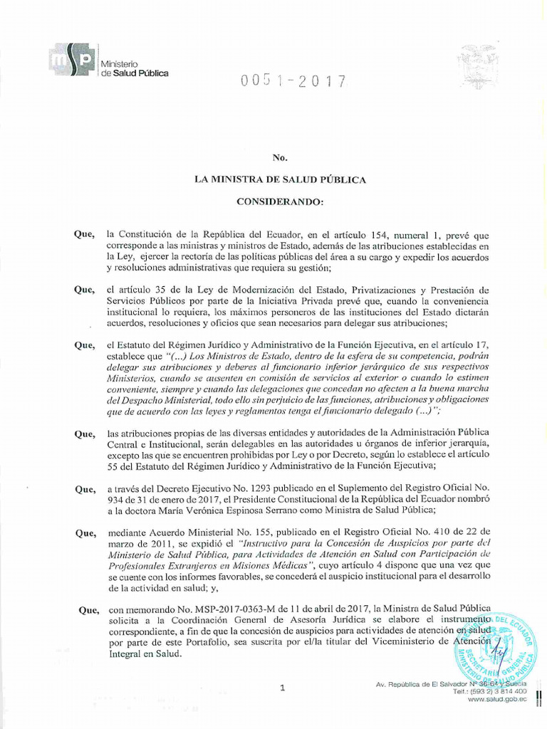 Acuerdo 051 - Delegacion de Vais para Auspicios | PDF