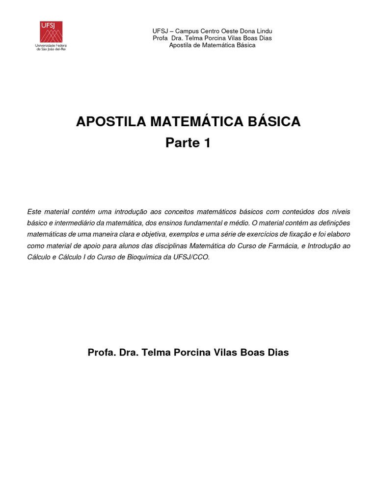 Apostila de Matemática Básica - Parte 1 | PDF