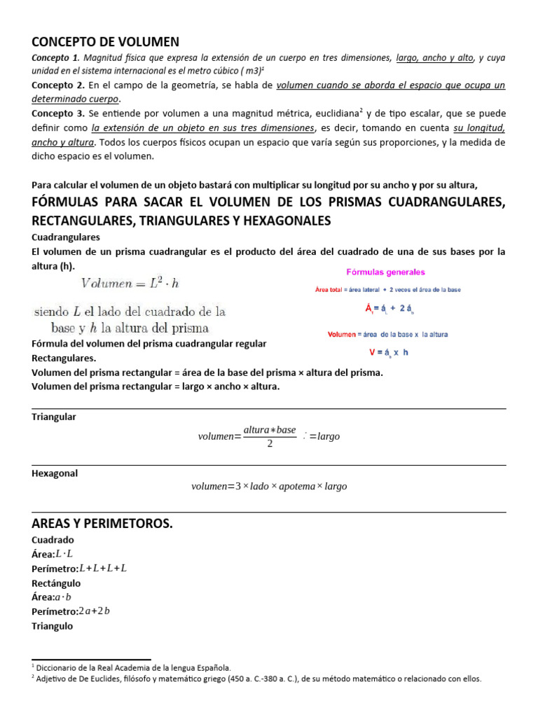 Concepto de Volumen | PDF