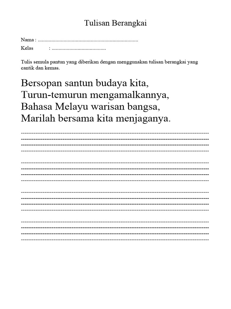 Salin Semula Tulisan Berangkai | PDF