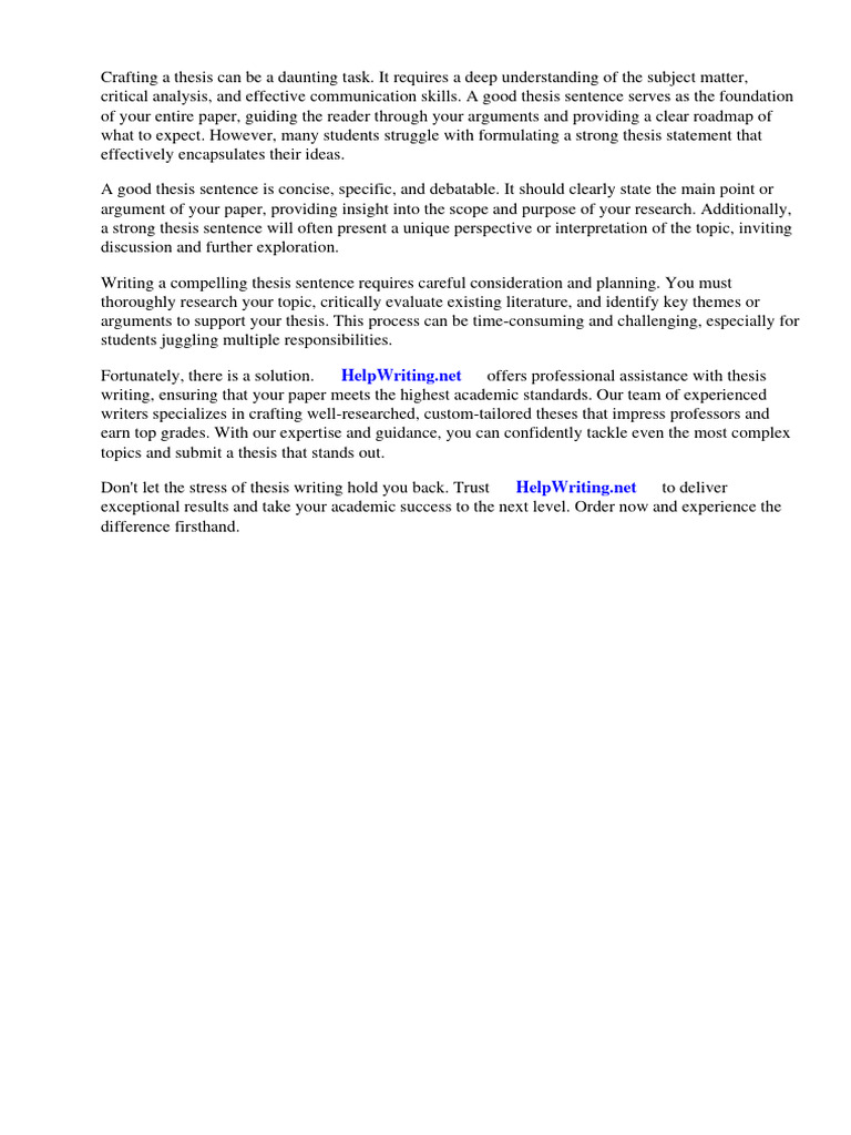 What Does a Good Thesis Sentence Look Like | PDF | Essays | Thesis