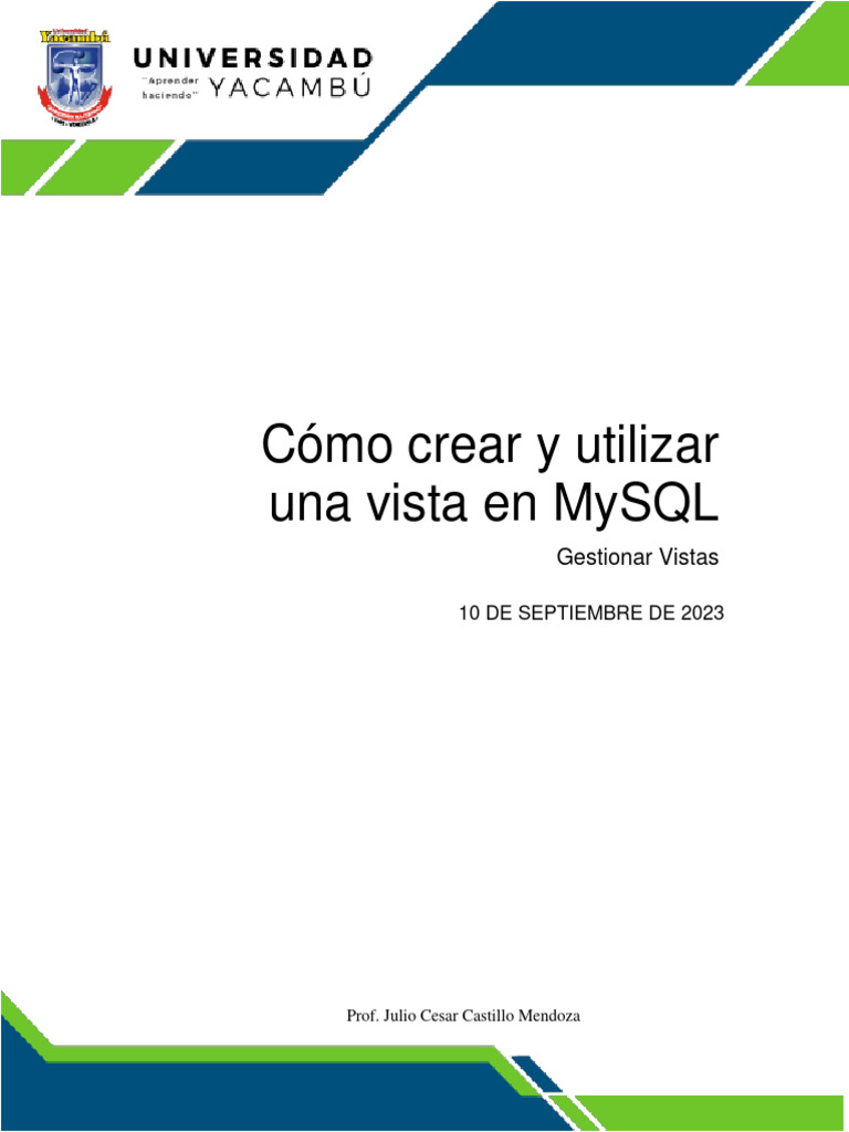 Recursos Uso Vistas SQL | PDF | SQL | Mi sql