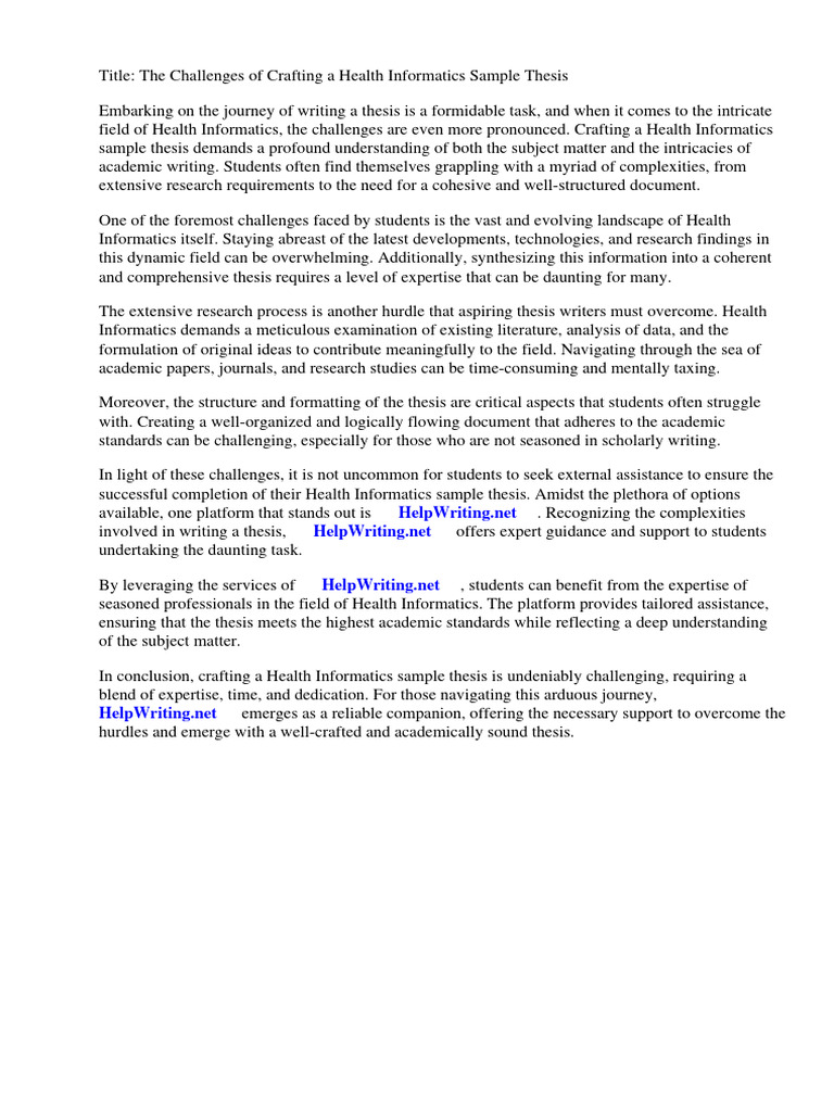 Health Informatics Sample Thesis | PDF | Health Informatics ...