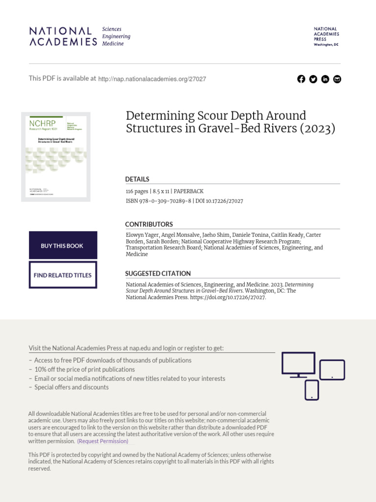 Determining Scour Depth Around Structures in Gravel-Bed Rivers | PDF ...