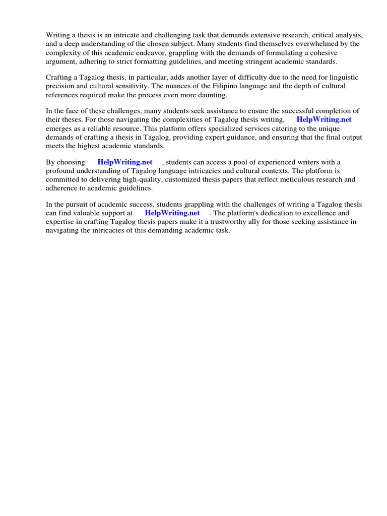Tagalog Thesis Sample PDF | PDF | Tagalog Language | Thesis
