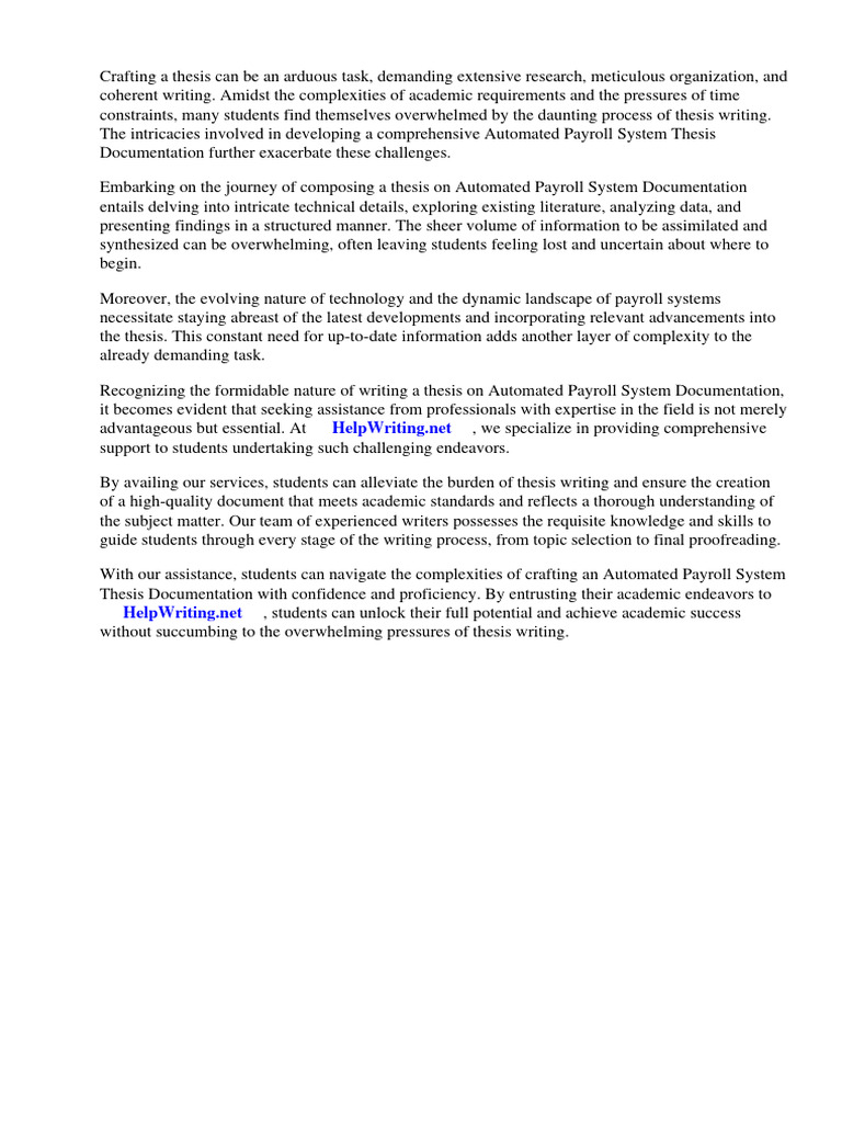 Automated Payroll System Thesis Documentation | PDF Automated Payroll System Thesis Documentation | PDF
