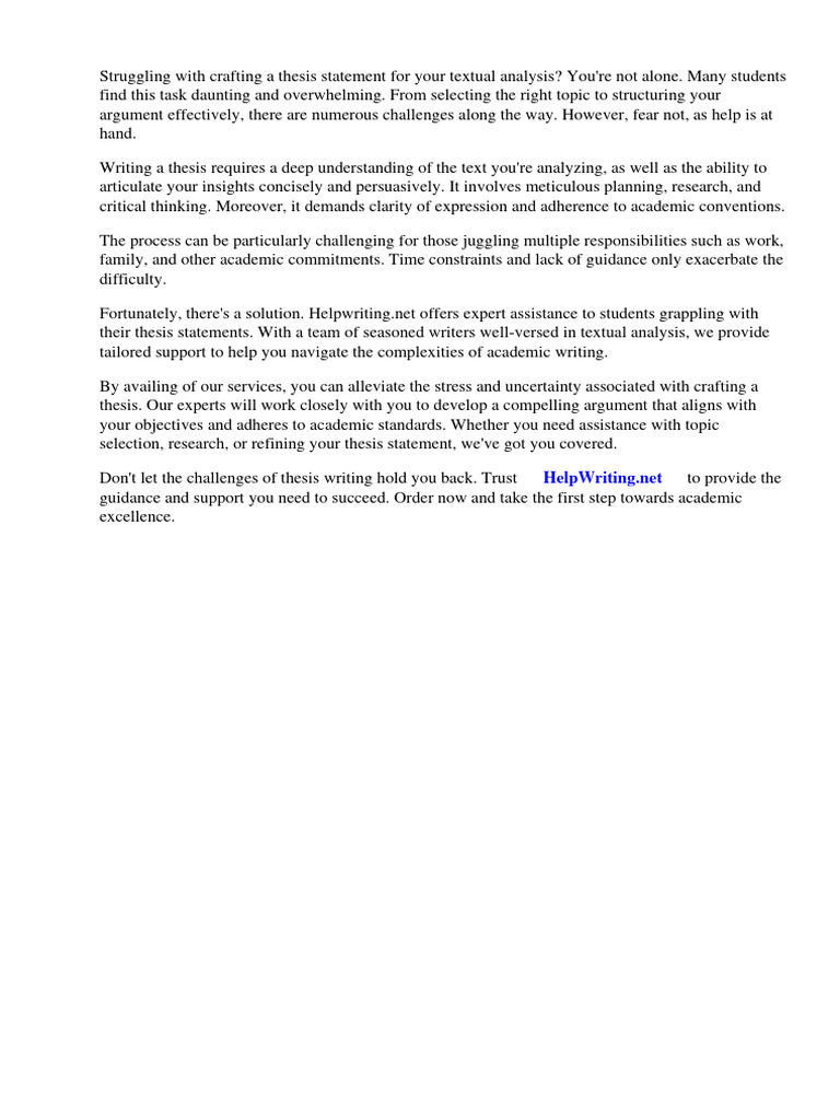 Examples of Textual Analysis Thesis Statements | PDF | Essays | Thesis